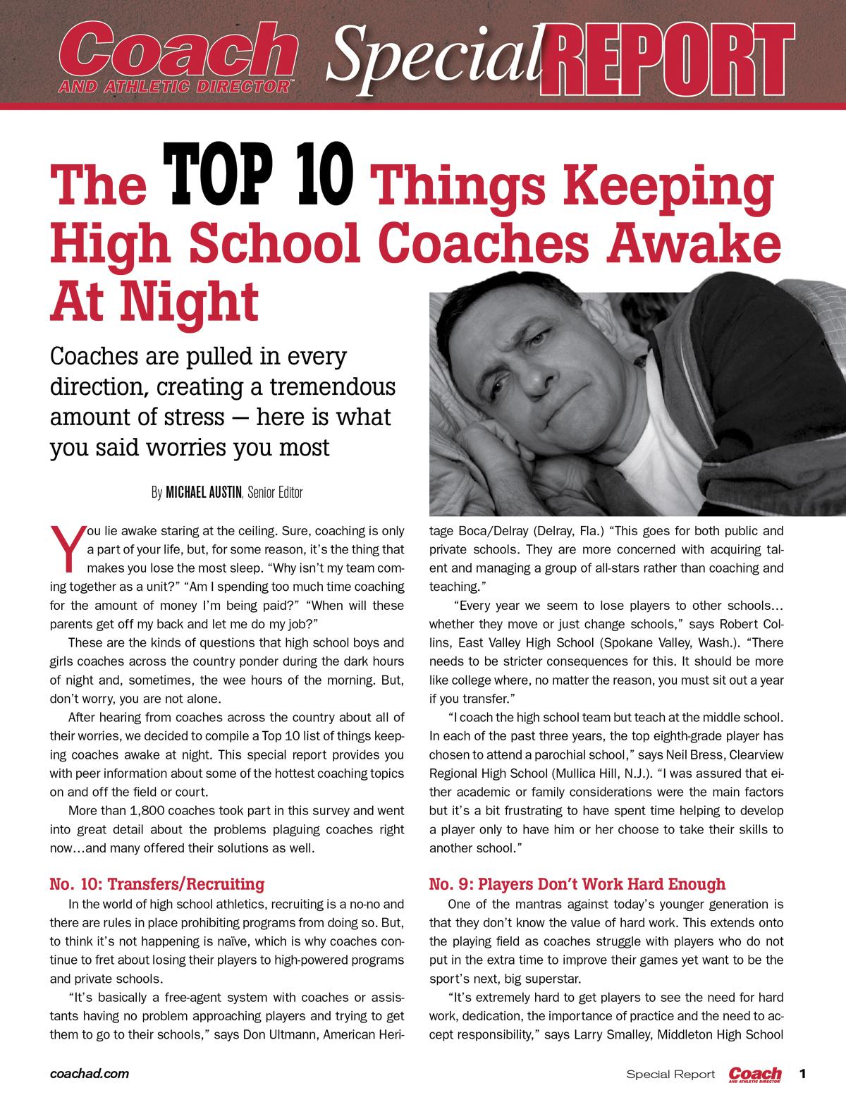 The TOP 10 Things Keeping High School Coaches Awake At Night - Coach ...
